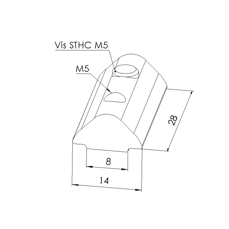 Ecrou à blocage profilé - 8 ST - Taraudage M5 - Rainure 8 mm - elcom shop
