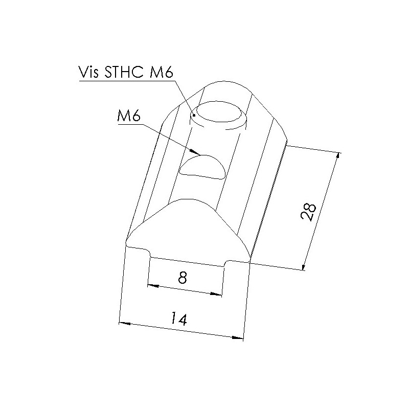 Ecrou à blocage profilé - 8 ST - Taraudage M6 - Rainure 8 mm - elcom shop