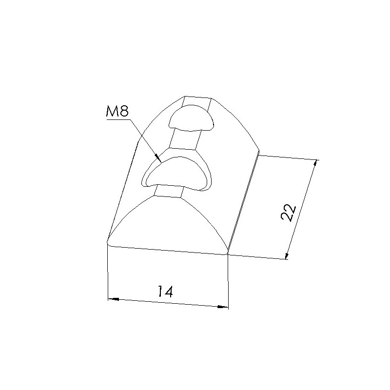 Ecrou profilé alu - 8 ST - Taraudage M8 - Rainure 8 mm - elcom shop
