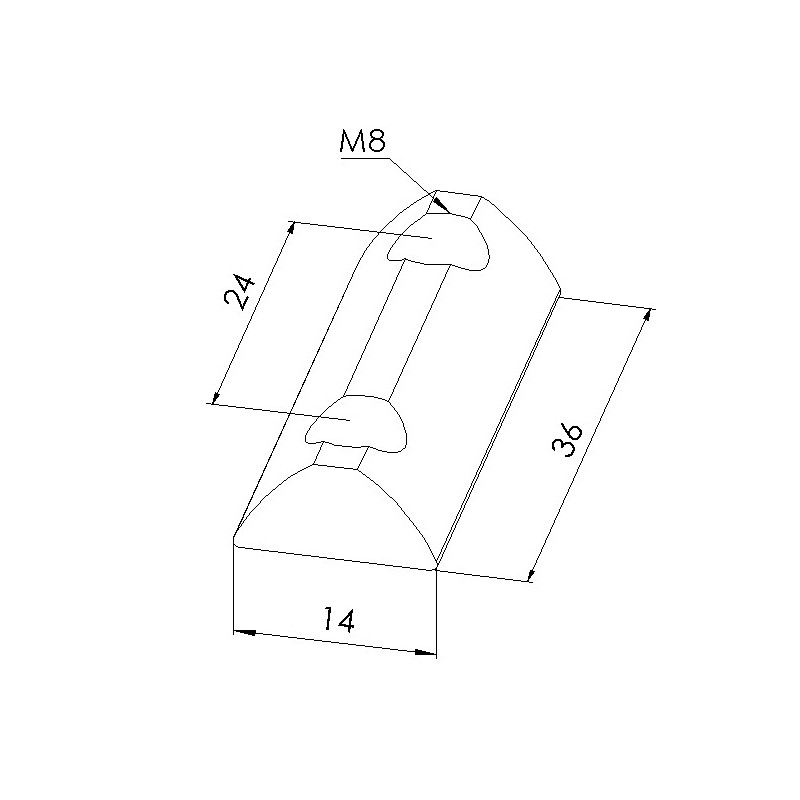 Ecrou double profilé - 8 ST - Taraudage M8-36 - 8 mm - elcom shop
