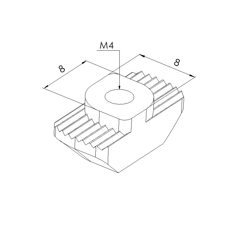 Ecrou à tête rectangulaire profilé – M4 – 8 mm - elcom shop