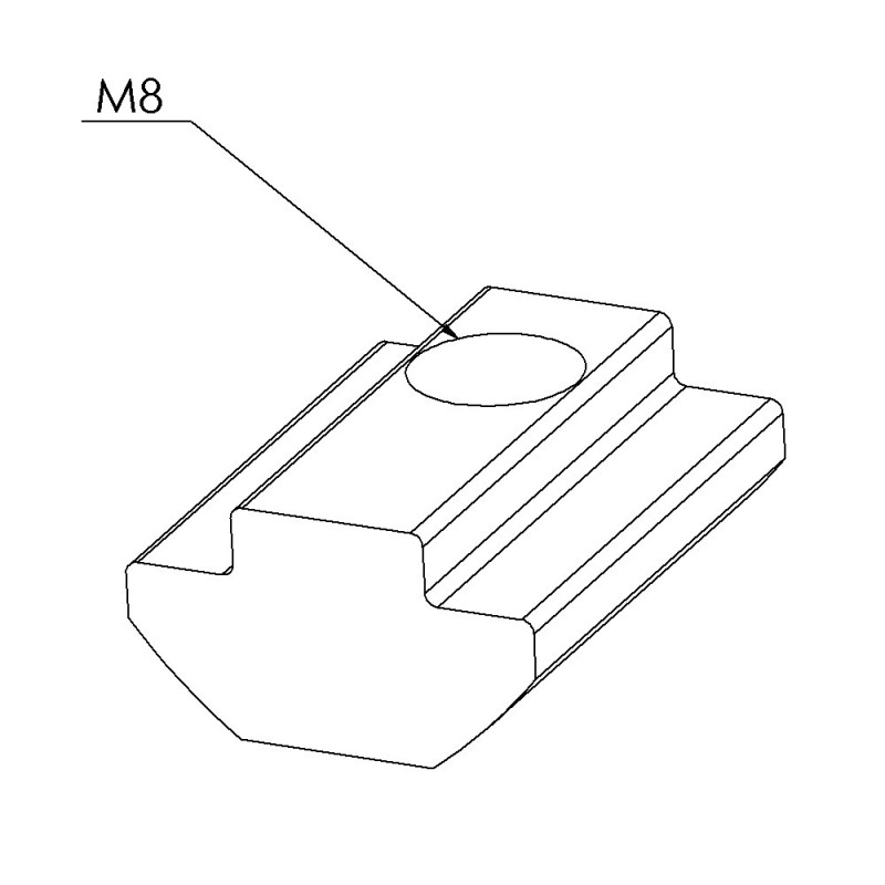 Ecrou lourd profilé - 8 St - M8 - 8 mm - Rainuré - Inox - elcom shop