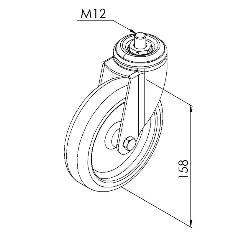 Kit roulette pivotante profilé – D125 – En bout - 10 40 - elcom shop