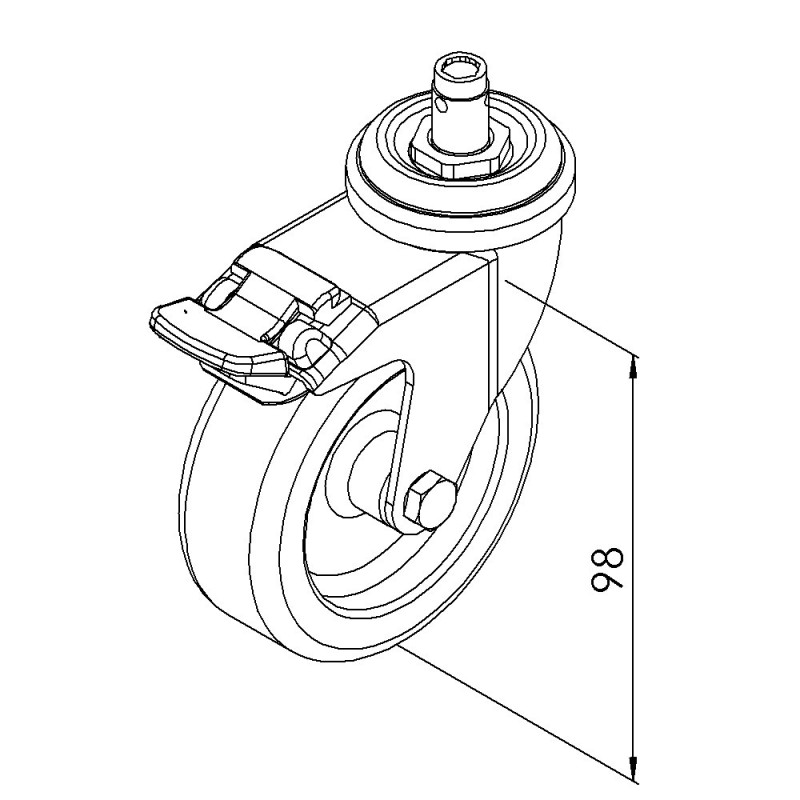 Kit roulette pivotante – D75 – blocage – bout - 10 40 - elcom shop