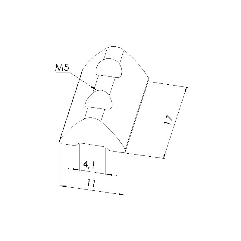 Ecrou profilé 6 ST - Taraudage M5 - Rainure 6 mm - Inox - elcom shop